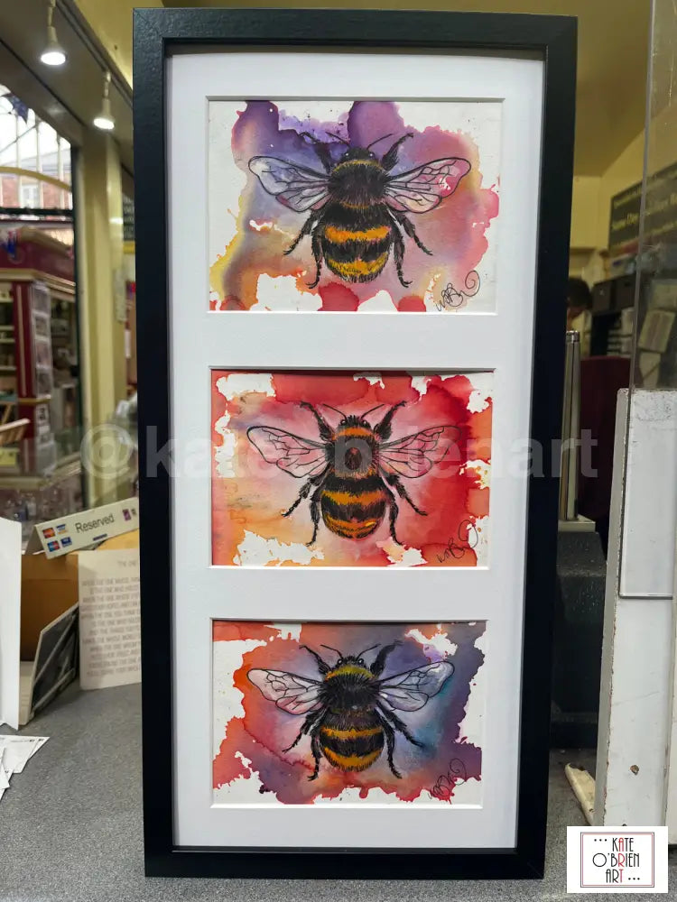 Autumn Bumble Bee Triptych – Kate O'Brien Art