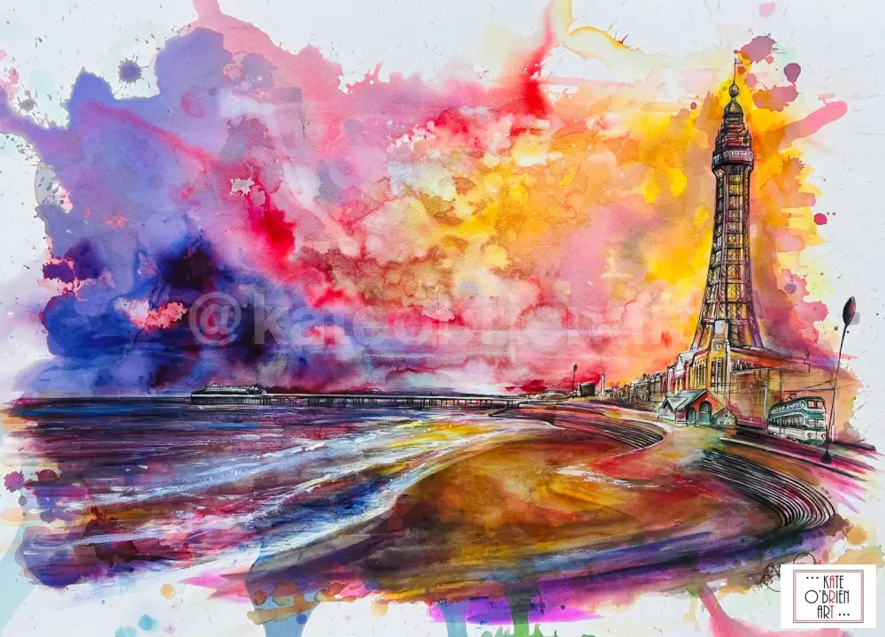 Blackpool Tower Art Print – Kate O'Brien Art
