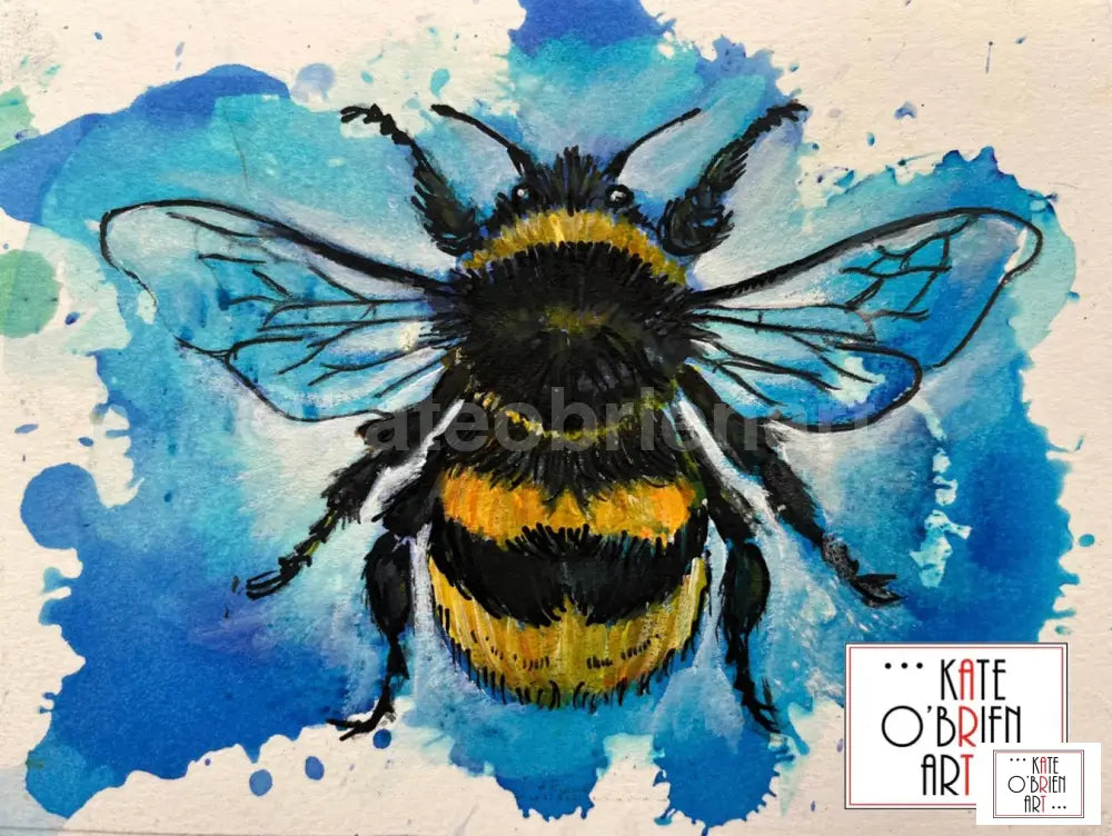 Blue Bumble Bee Art Print – Kate O'Brien Art