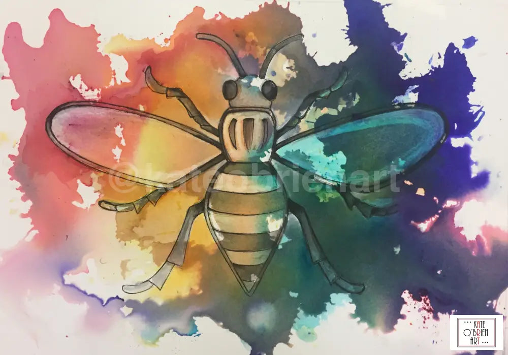 Rainbow Worker Bee Art Print – Kate O'Brien Art