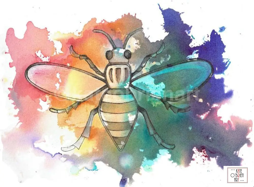Rainbow Worker Bee, Manchester Bee, Manchester Art Print – Kate O'Brien Art