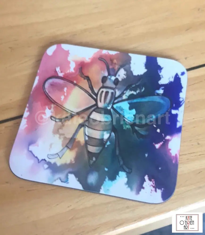 Rainbow Worker Bee Printed wooden magnet – Kate O'Brien Art