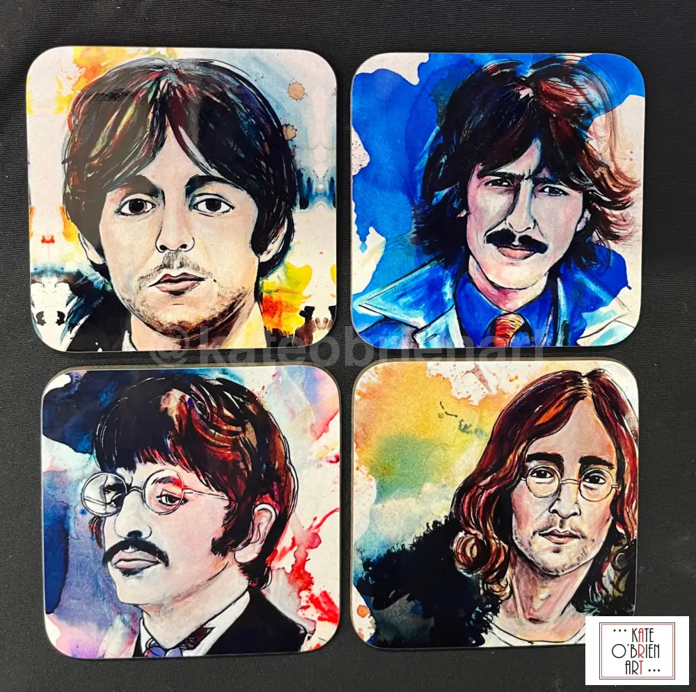 Set of 4 The Beatles coasters – Kate O'Brien Art