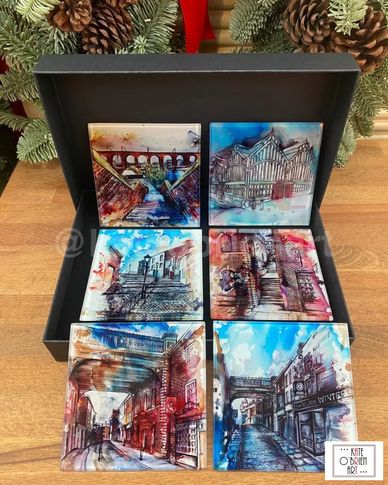 Set of 6 Deluxe Glass Coasters – Kate O'Brien Art