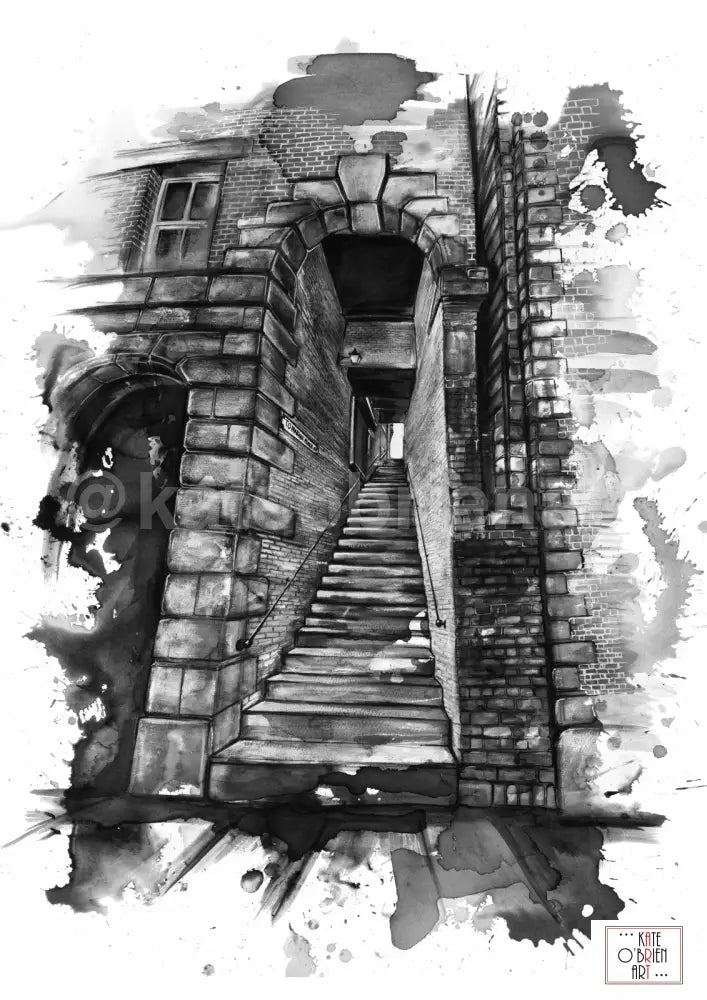 The Devils Steps, Stockport in Monochrome – Kate O'Brien Art